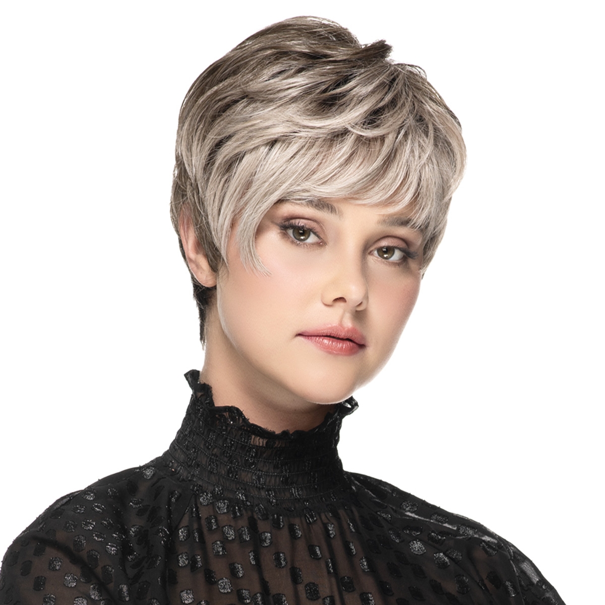 Lightest Grey Blend Rooted Medium Brown